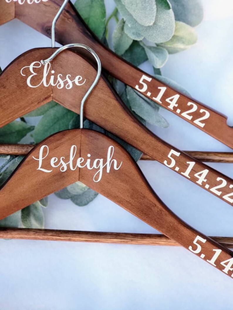 CUSTOM Wedding Wooden Hangers, Personalized Name Monogrammed Hangers ...