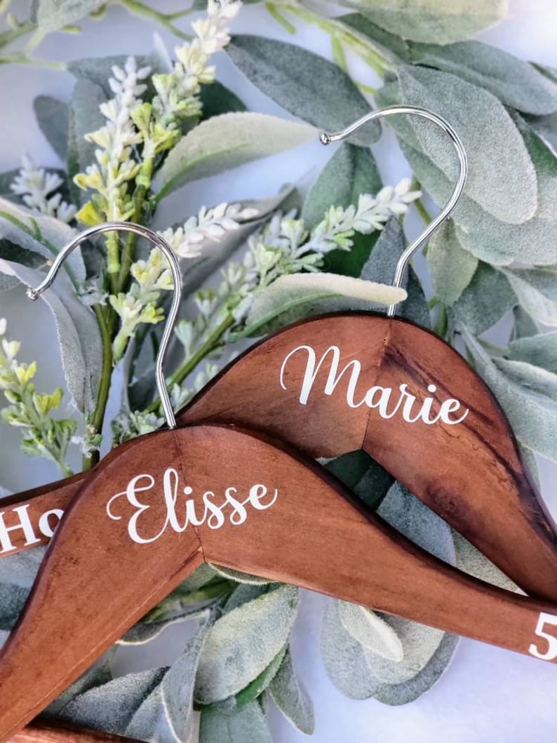 CUSTOM Wedding Wooden Hangers, Personalized Name Monogrammed Hangers ...