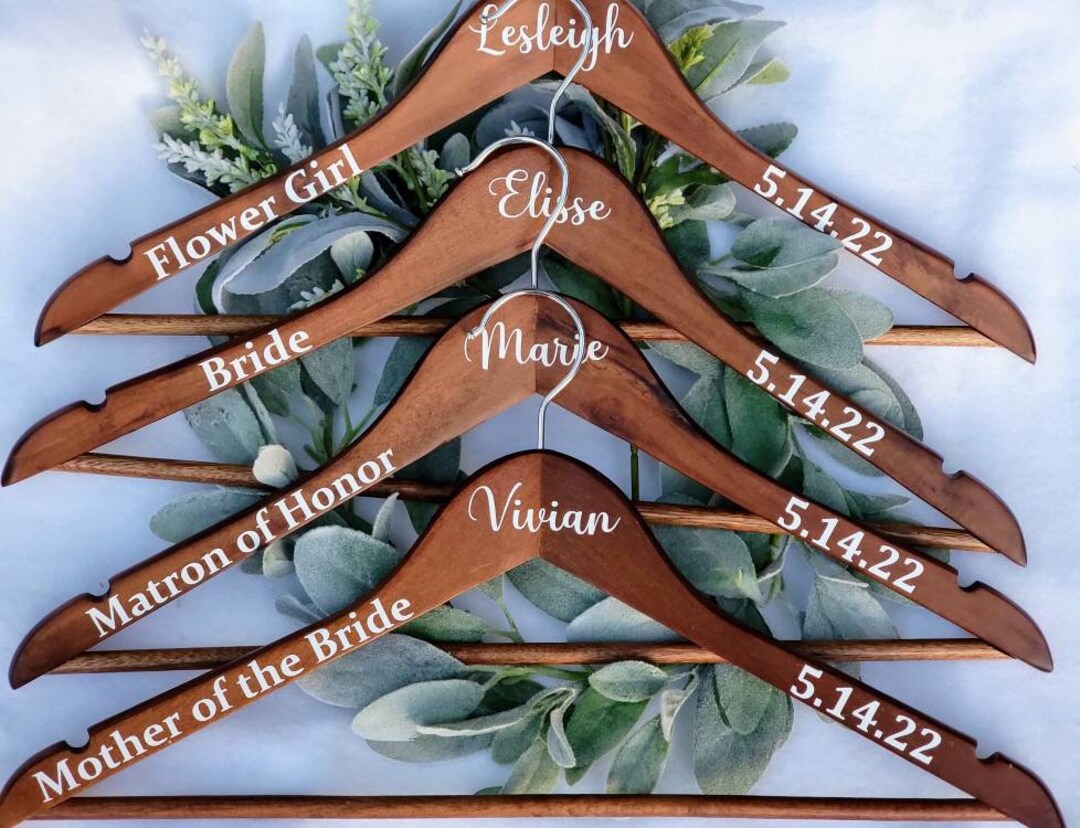 CUSTOM Wedding Wooden Hangers, Personalized Name Monogrammed Hangers ...