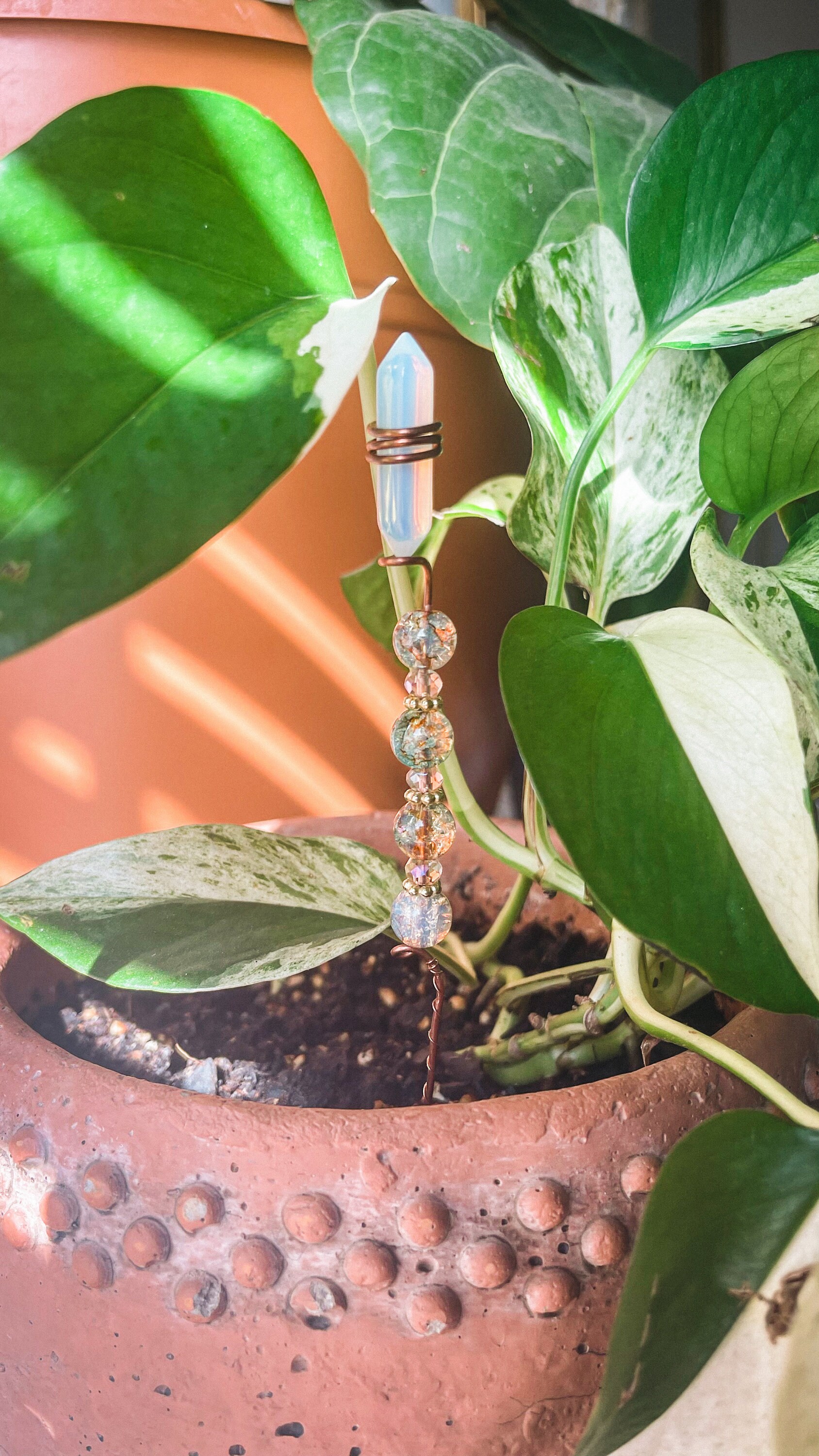 Opalite Copper Plant Stake / Copper Plant Stake / Indoor Plant Decor ...