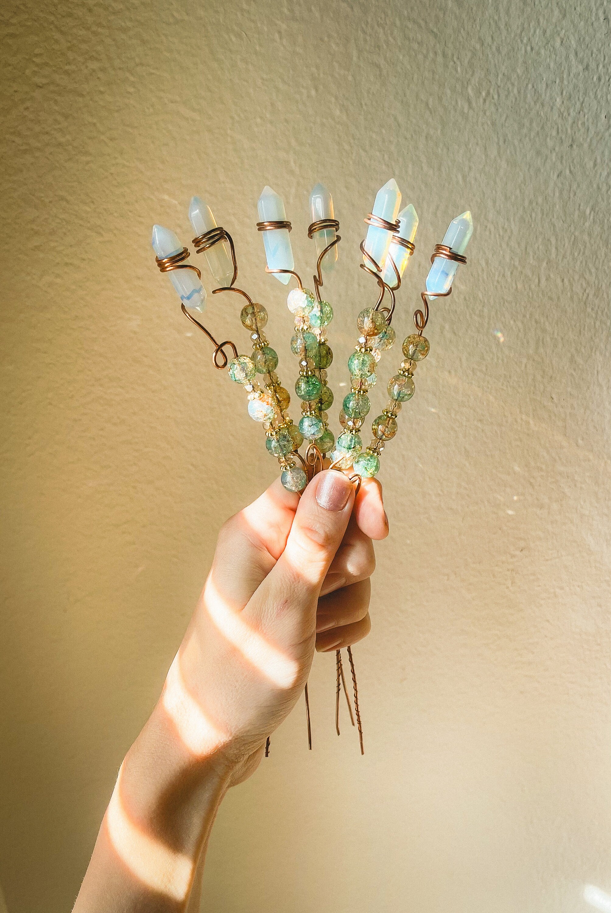 Opalite Copper Plant Stake / Copper Plant Stake / Indoor Plant Decor ...