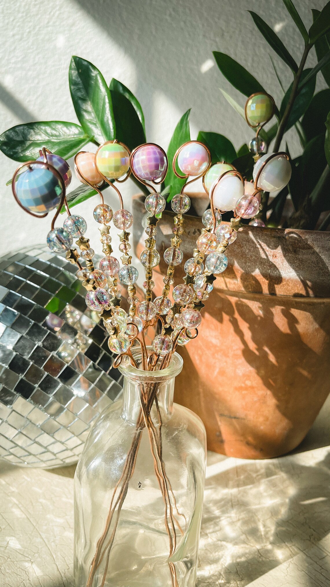 Disco Copper Plant Stakes / Copper Plant Stakes / Indoor Plant Decor ...