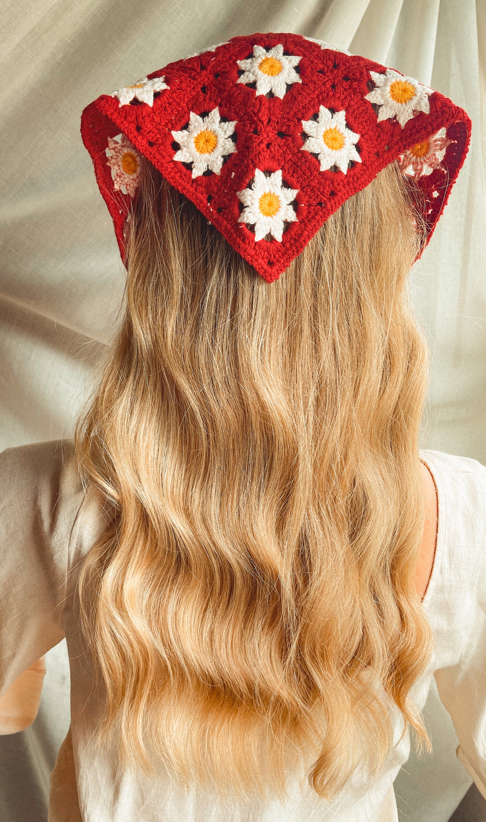 Crochet Flower Bandana / Crochet Daisy Bandana / Retro Bandana ...