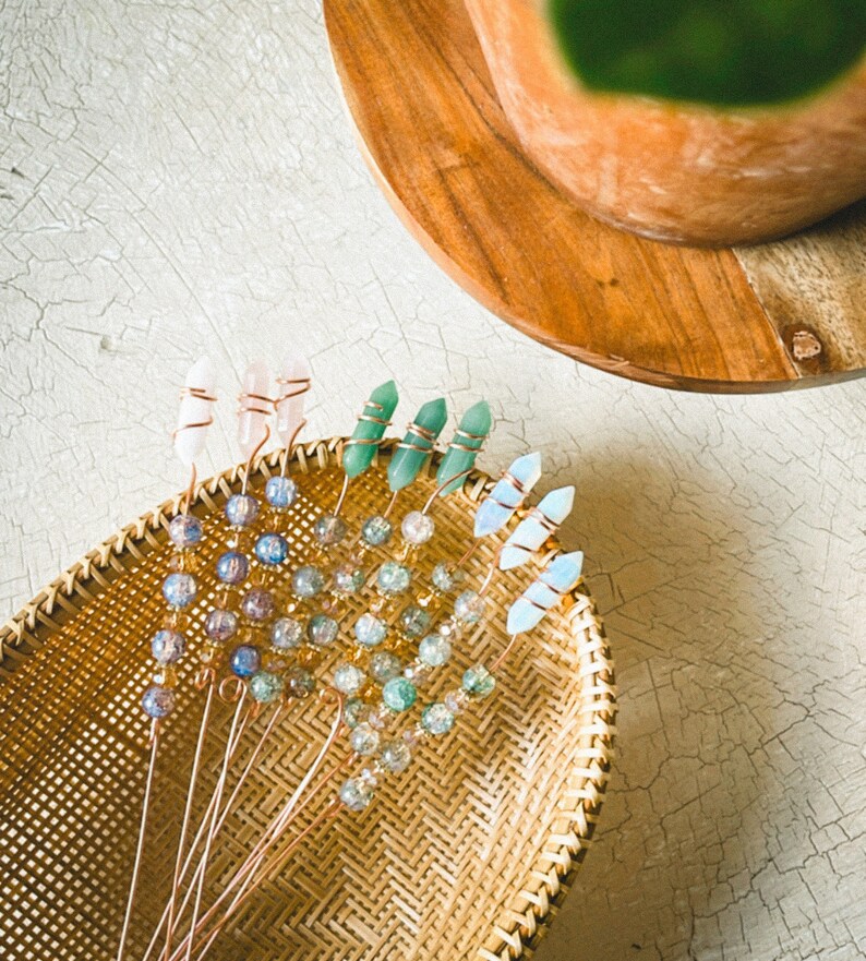 Green Aventurine Copper Plant Stake / Copper Plant Stake / Plant Decor ...