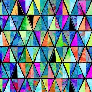 Wild Animals Vibrant Triangles Cotton Fabric Stained Glass Look P&B ...