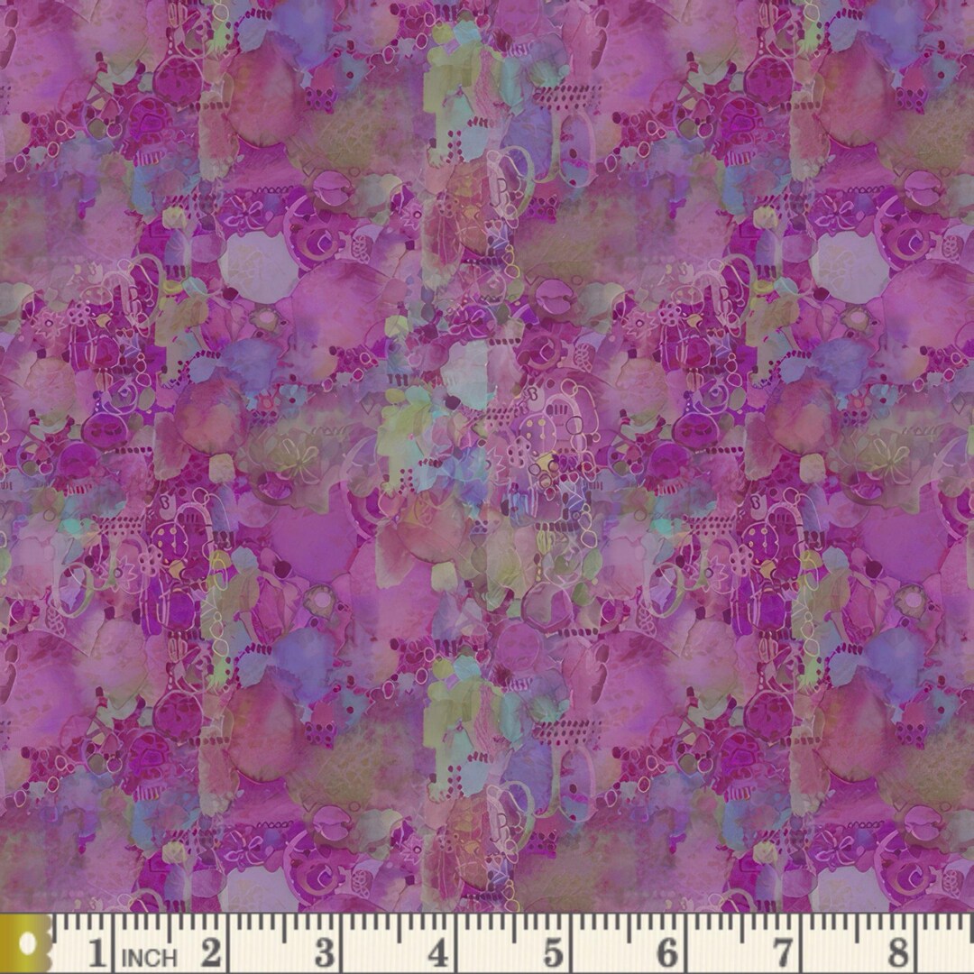 Clothworks Zen Ditgital Collection Cotton Fabric Sue Zipkin Purple ...