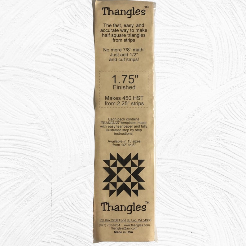 Thangles Fast Easy and Accurate Way to Make Half Square Triangles From Strips Various Sizes You ...