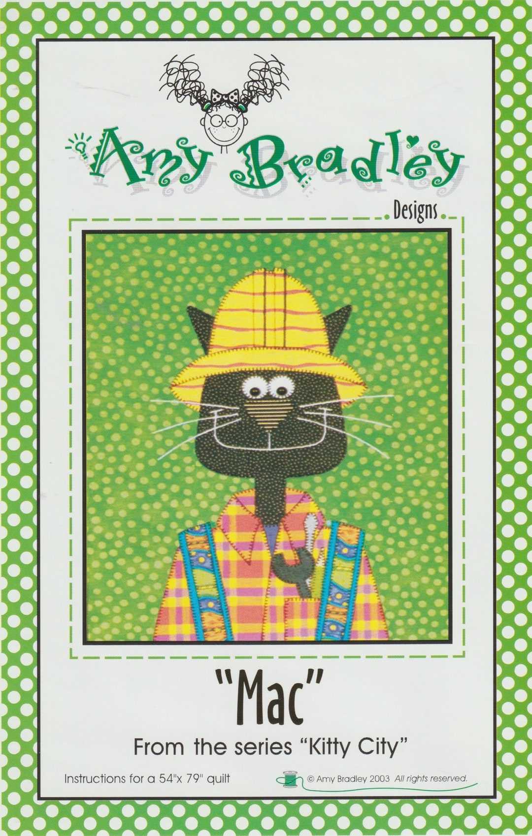 Kitty City Mac Quilt Block #11 Pattern 10 1/2" X 13 1/2" Amy Bradley ...