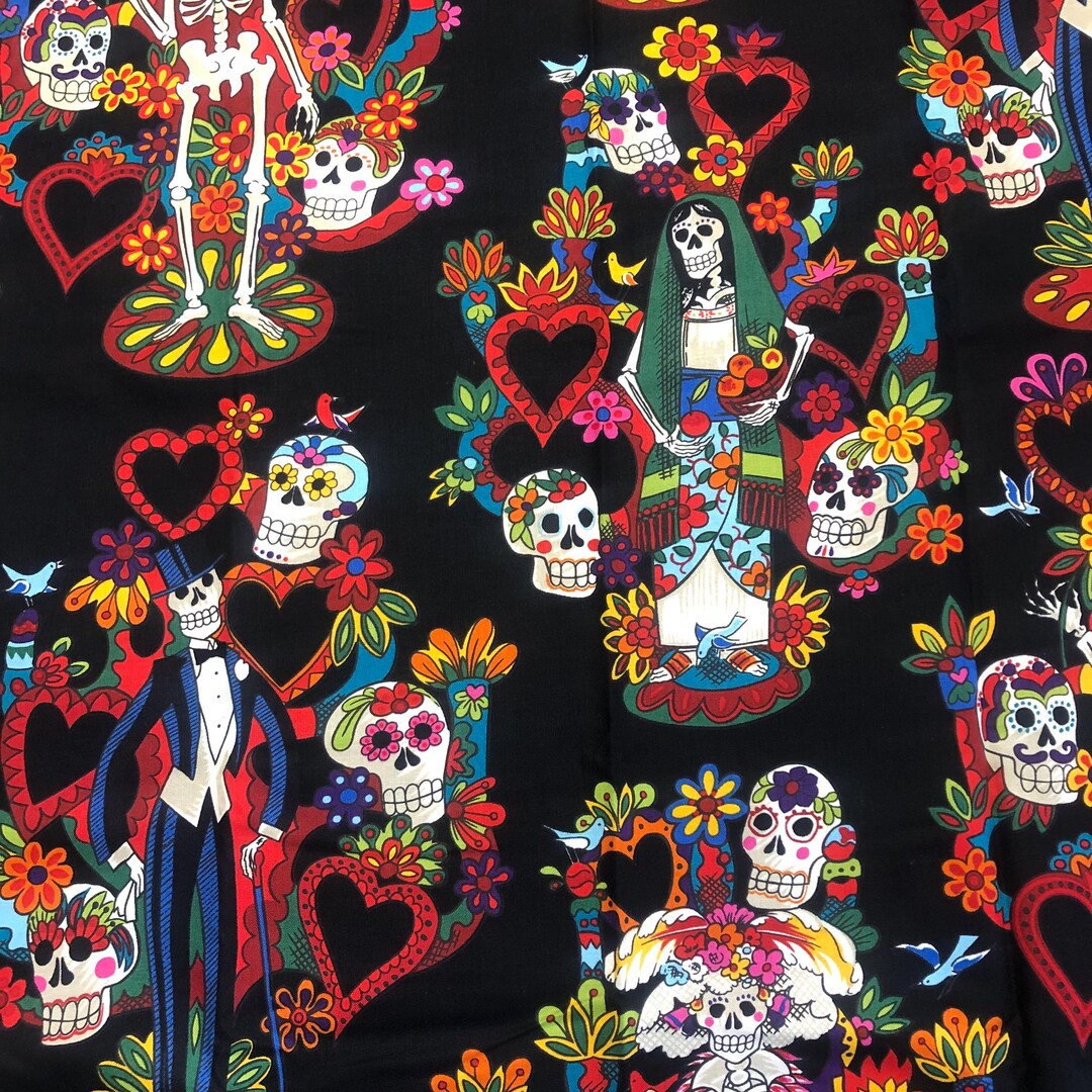 Day of the Dead Tree of Life Big Skeltons Hearts Flowers Folklorico ...