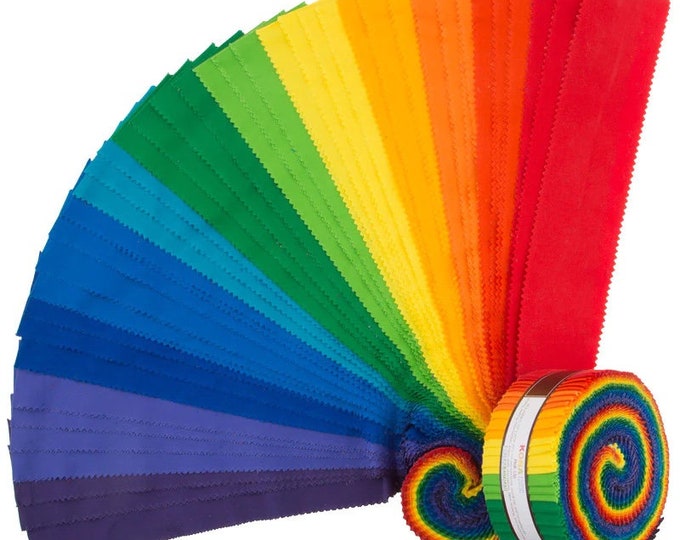 Kona Bright Rainbow Palette Cotton Solid 2.5" Half Roll Strips HR-156 ...