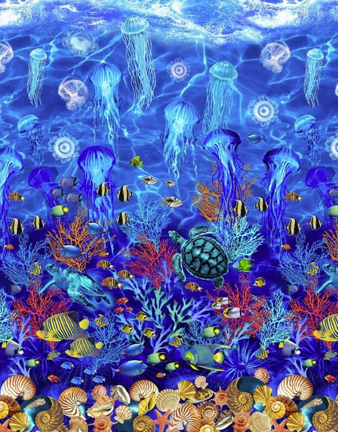 Oceana Fabric Panel Designed by Greta Lynn KANVAS for Benartex C12530 ...