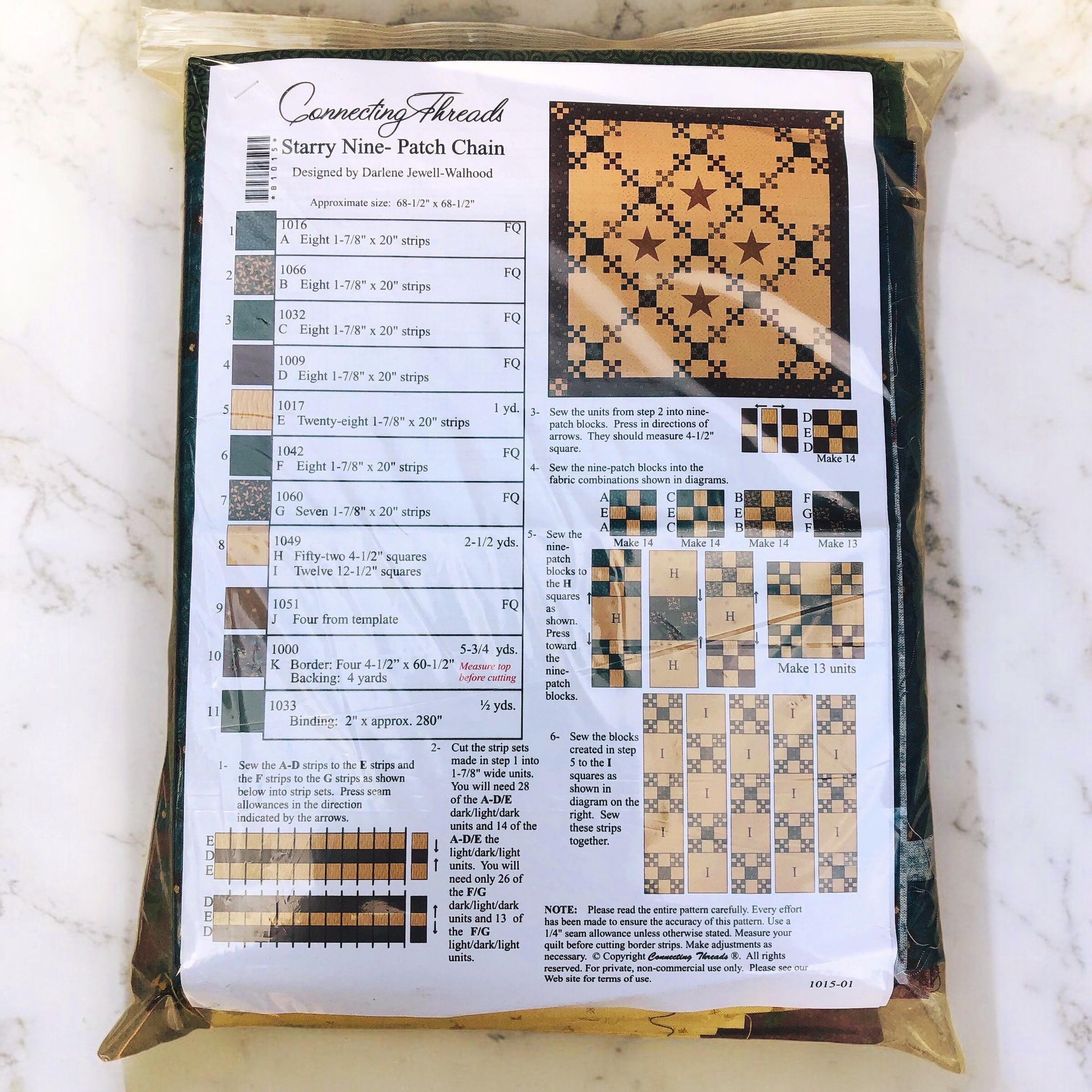 Starry Nine Patch Quilt Kit With Backing - 68x68 Connecting Threads - Etsy