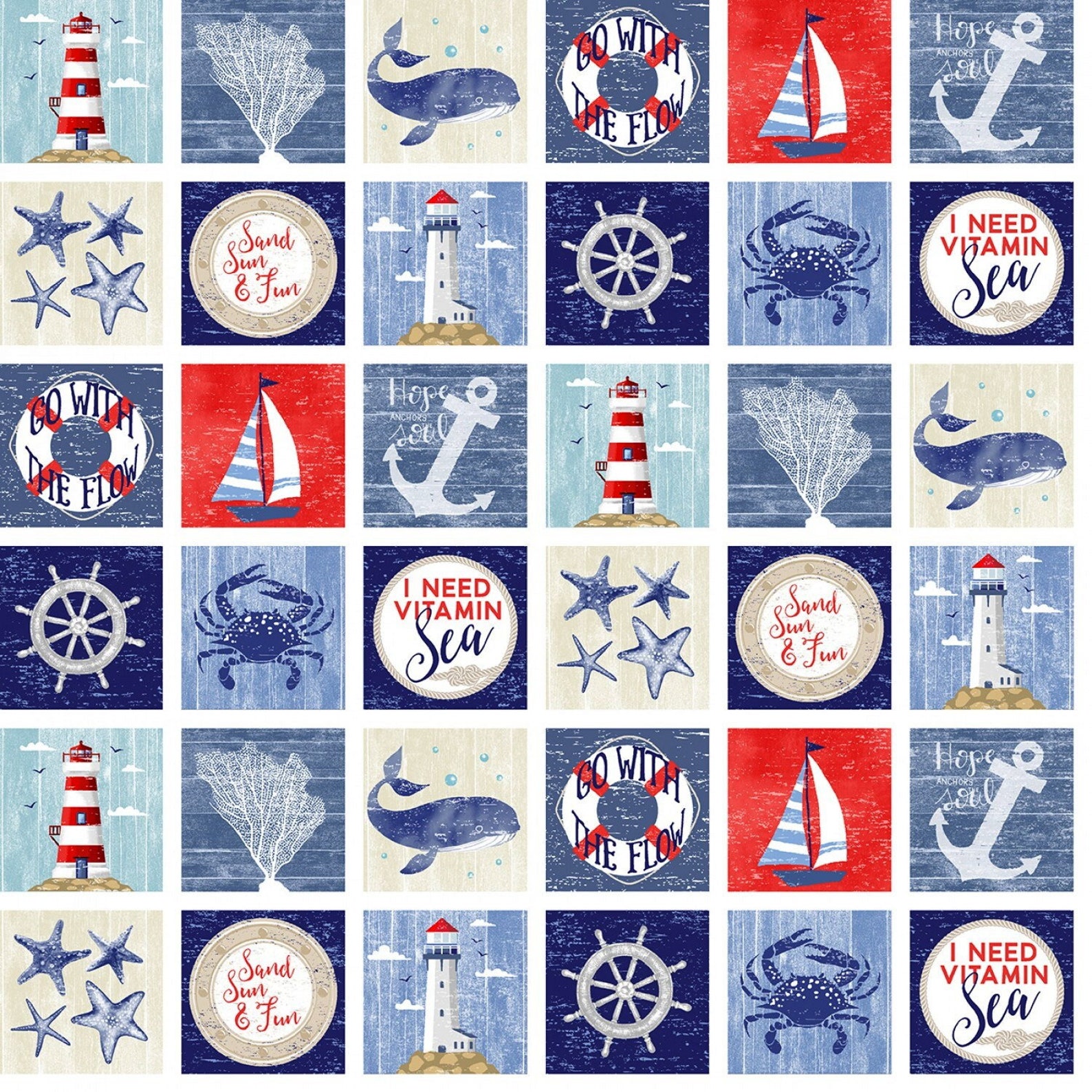 Michael Miller Vitamin Sea Nautical Patch White CX10306-WHIT Cotton Fabric BTY - Etsy