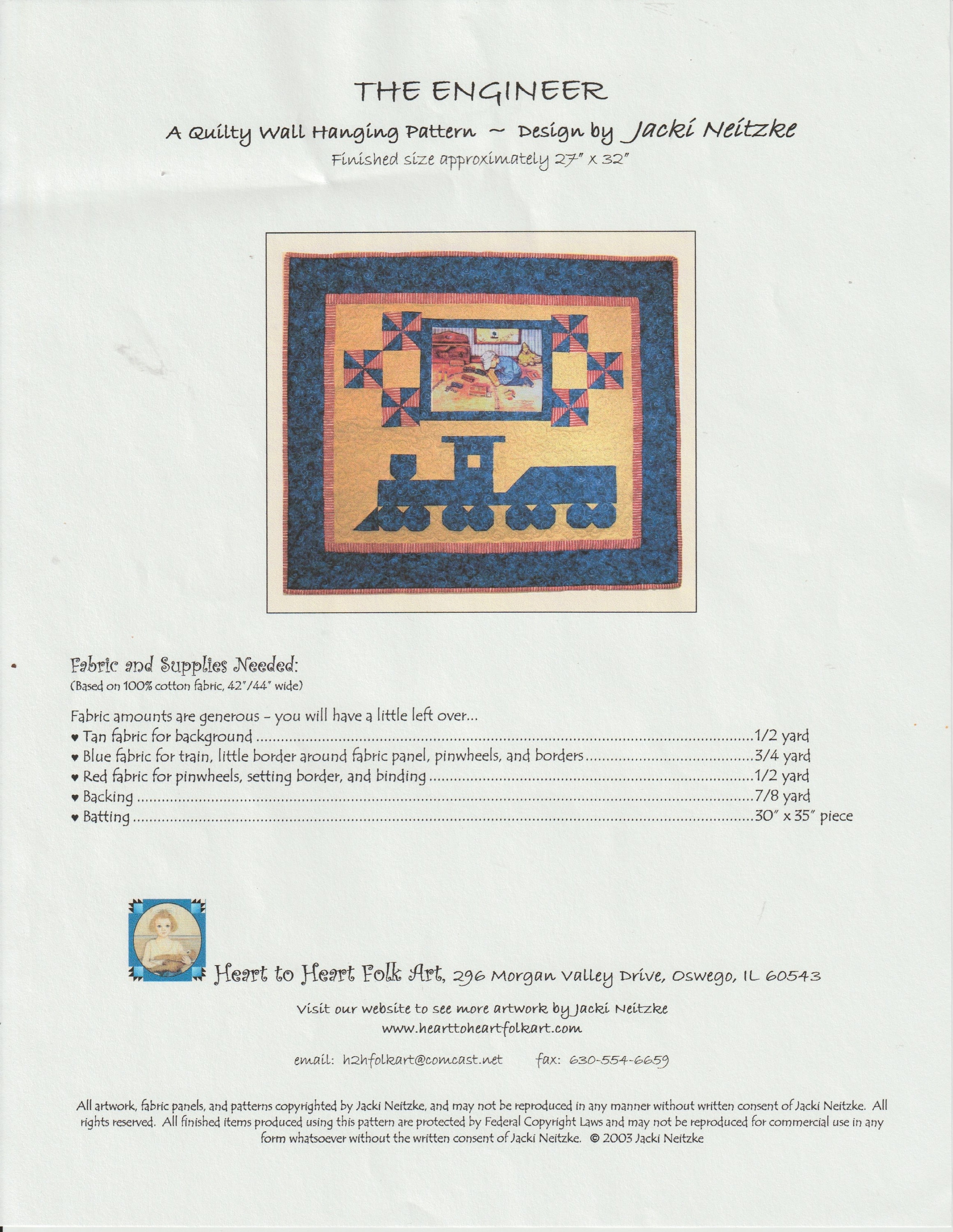 The Engineer Wall Hanging Quilt Pattern Jacki Neitzke 27 X 32 Heart to ...