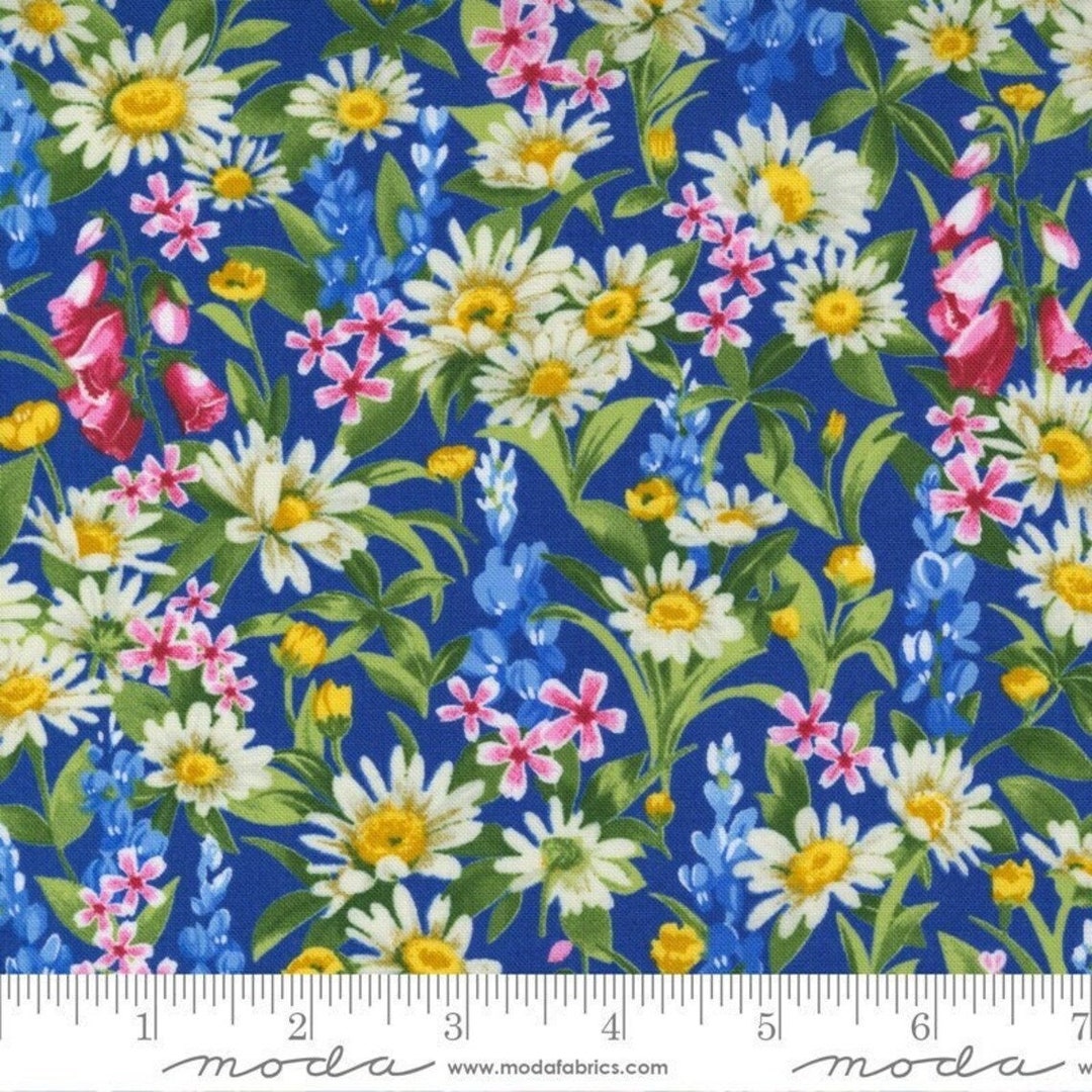 Wildflowers by Moda 33621 12 Bluebonnet Floral Bouquet Cotton Fabric ...