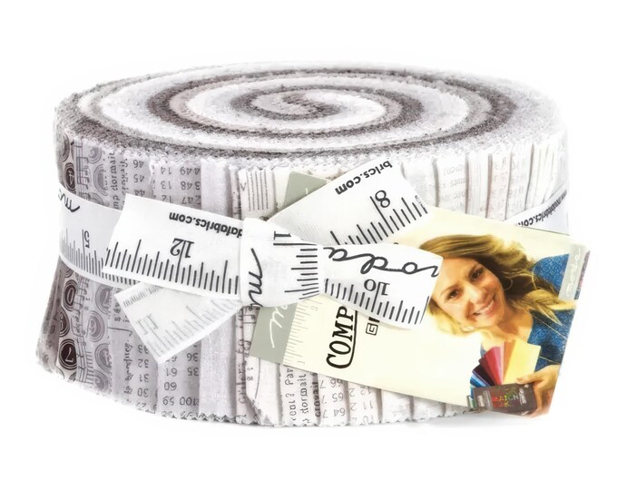 Moda Composition Basic Grey Jelly Roll Cotton 2.5 Strips Retired Print ...
