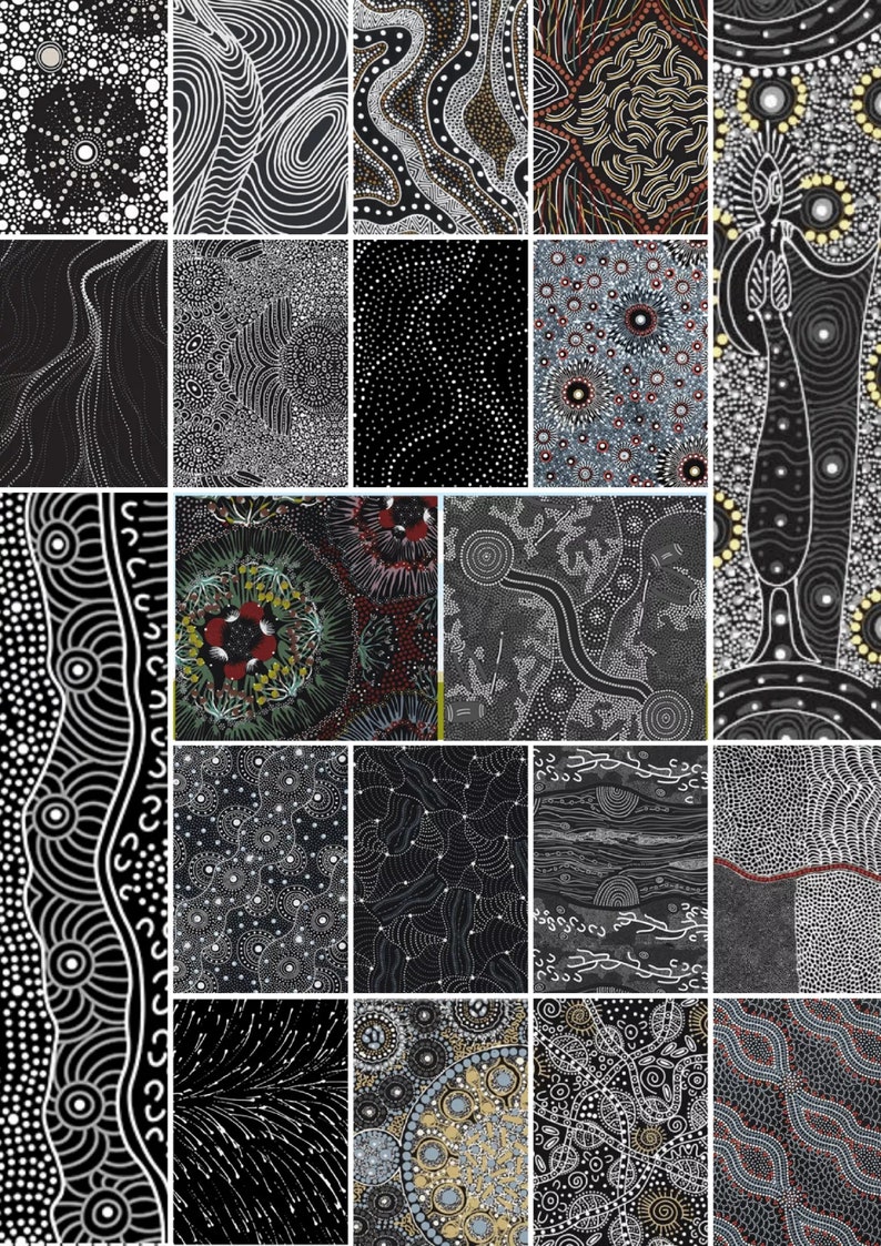 Warrina Designs Dreamtime Black 10 Square Pack 40 Squares Australian ...