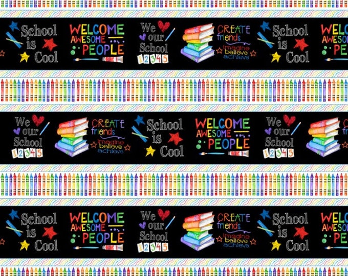 School is Cool Repeating Border Stripe 1665-33872-913 Cotton Fabric by ...