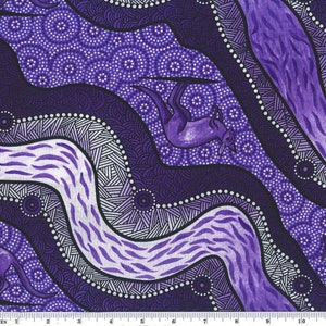 Australian Aboriginal Kangaroo River Purple Black Cotton Fabric ...