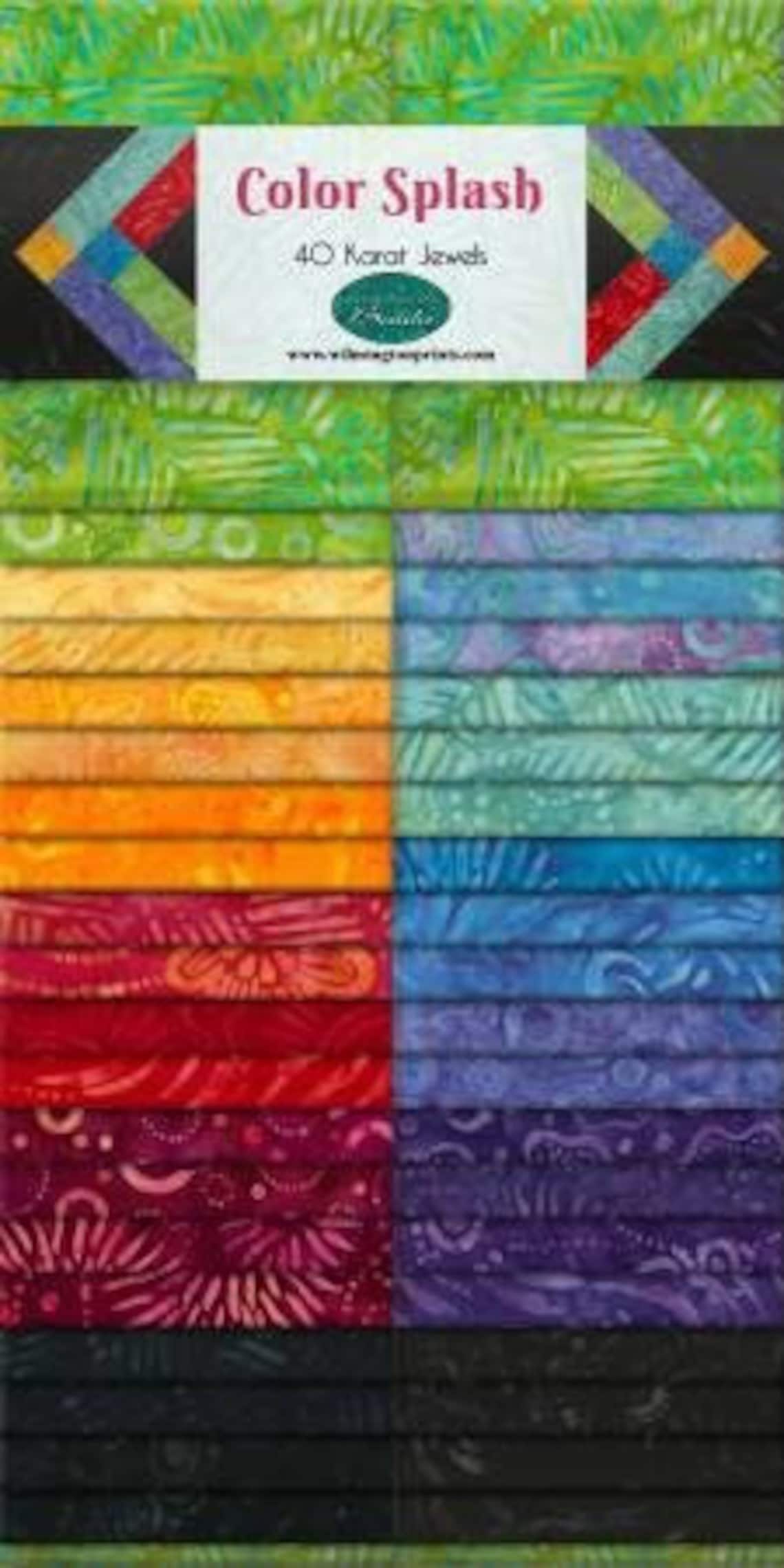 Wilmington Color Splash Vibrant Colorful Batik Fabric Strips for Quilting and Crafting, 2.5 Inch ...
