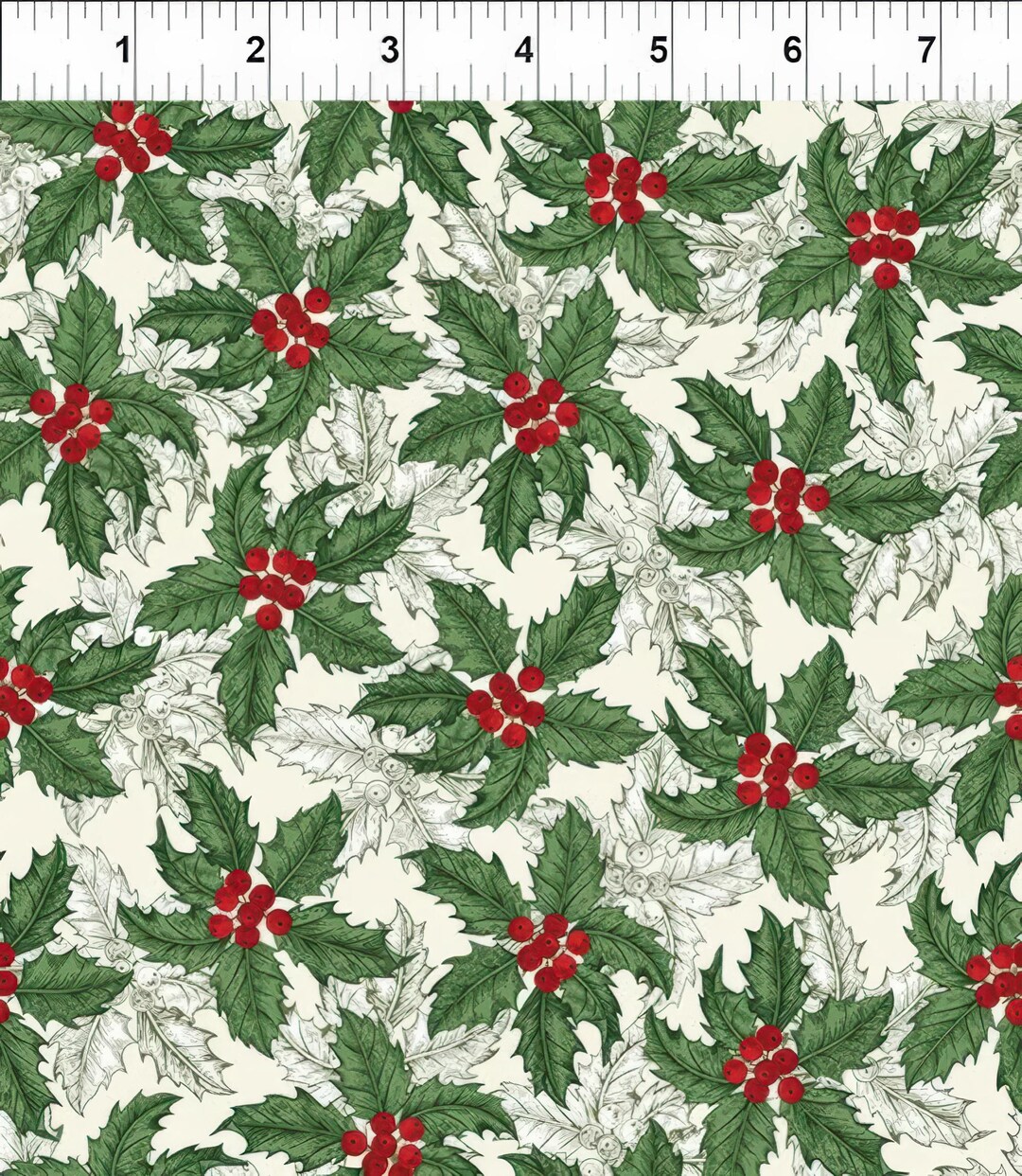 Winter Blooms Cream Holly Cotton Fabric by Jason Yenter From in the ...