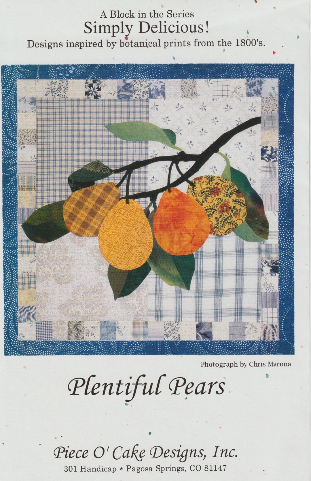 Plentiful Pears Simply Delicious Block of the Month Scrappy Applique ...