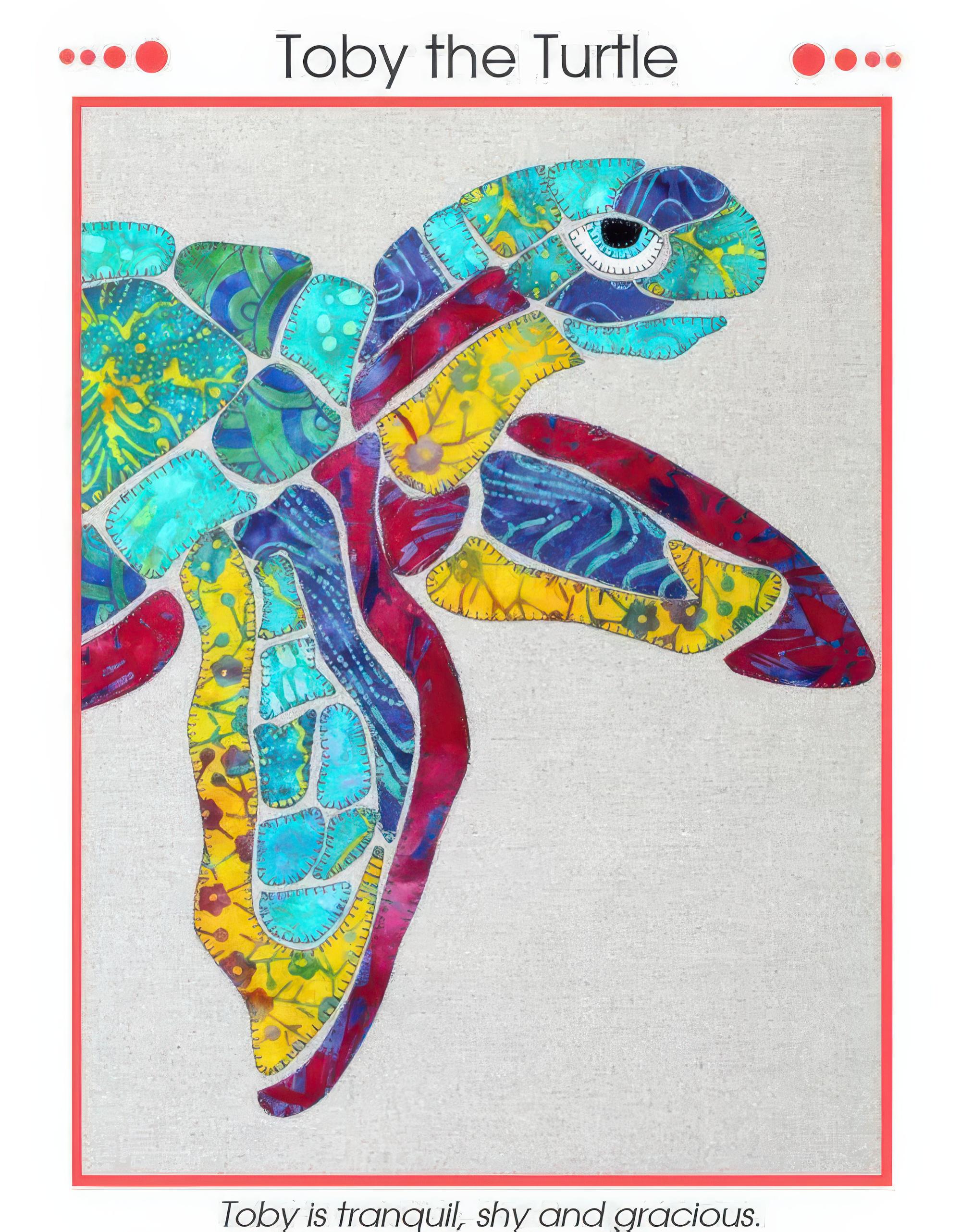 Toby the Turtle Fusible Applique Design Pattern 16 X 24 (40cm X 60cm ...