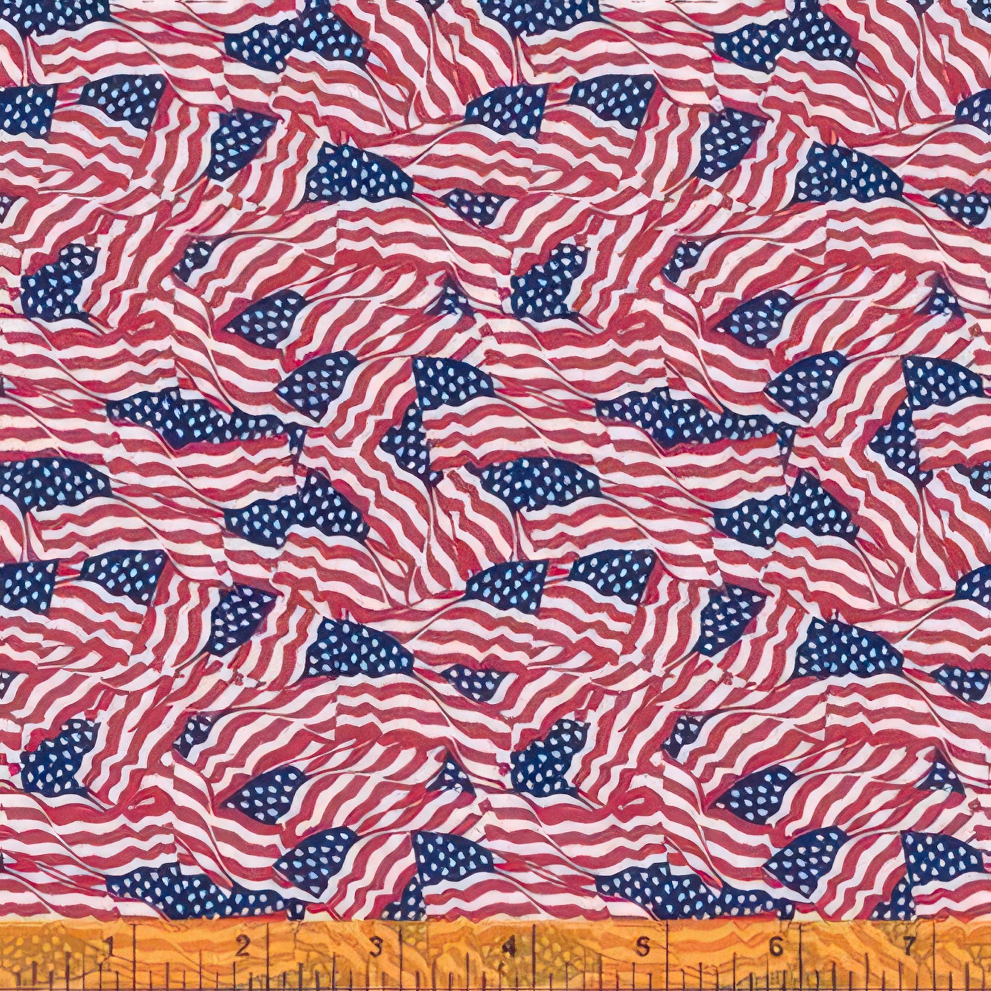 Patriotic Our Flag Red Windham Fabric Americana 53502-2 Cotton Fabric ...