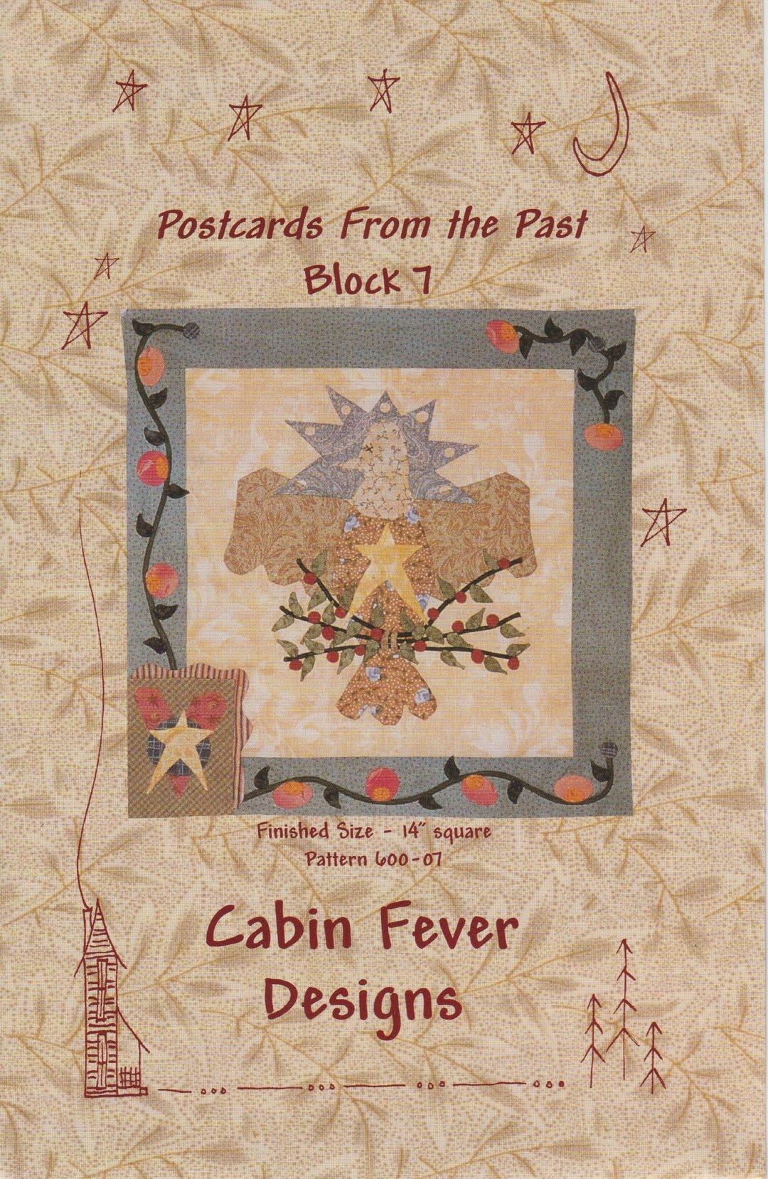 Cabin Fever Postcards From the Past Block 7 Quilt Pattern Eagle Star 14 ...