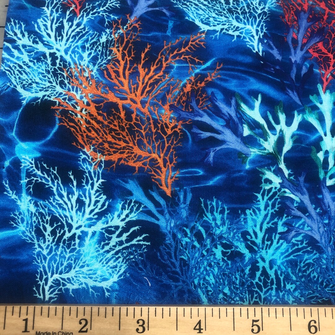 Benartex Oceana Coral Cotton Fabric Designed by Greta Lynn KANVAS for ...