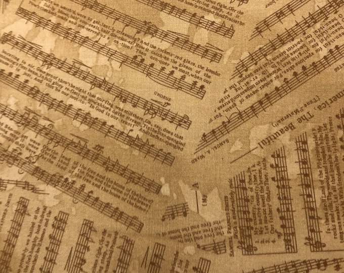 We the People Sandy Gervais Musical Sheets Cotton Fabric Gold Patriotic ...