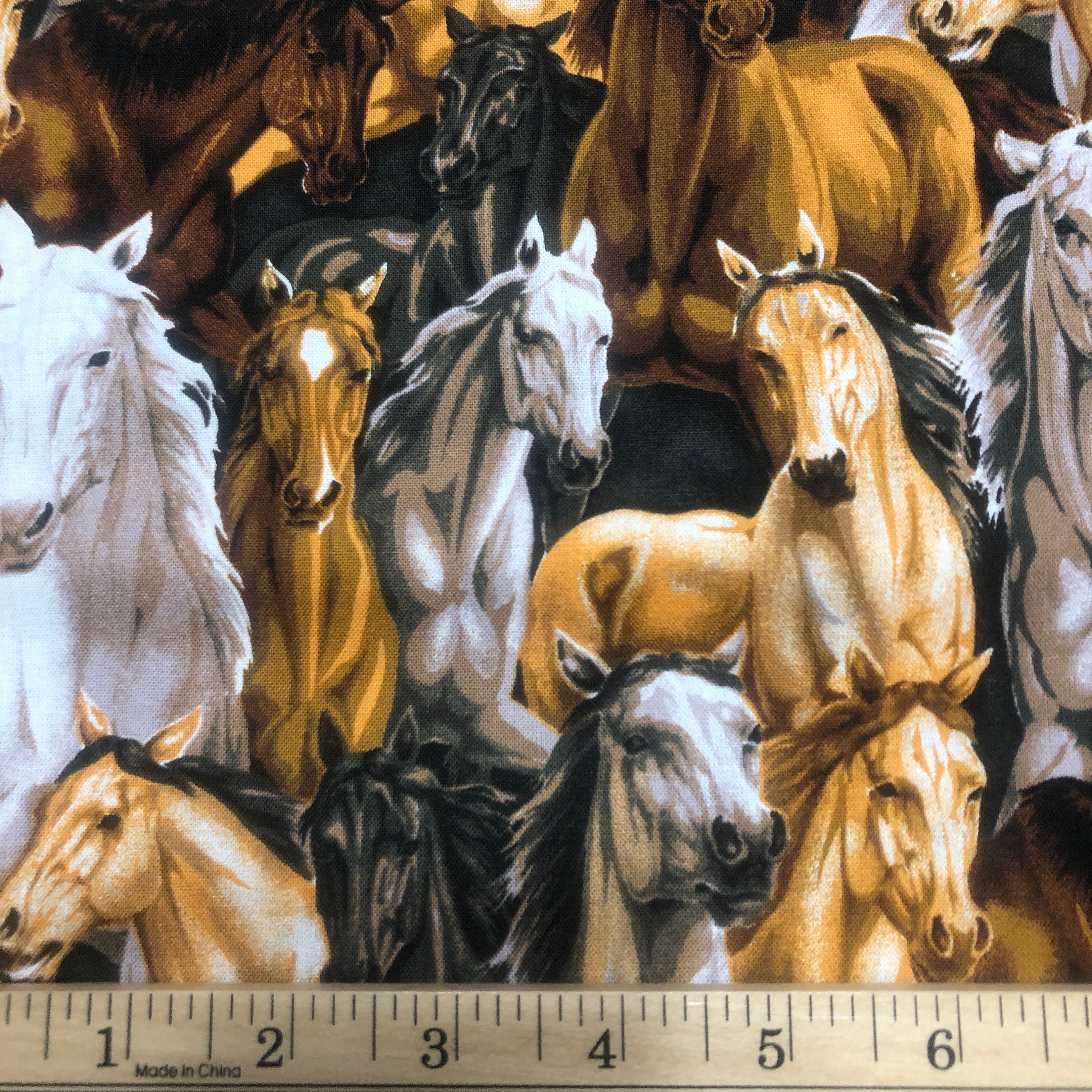 David Textiles Horse Fabric Western Fabric 1132746-B Cowboy Fabric 100% ...