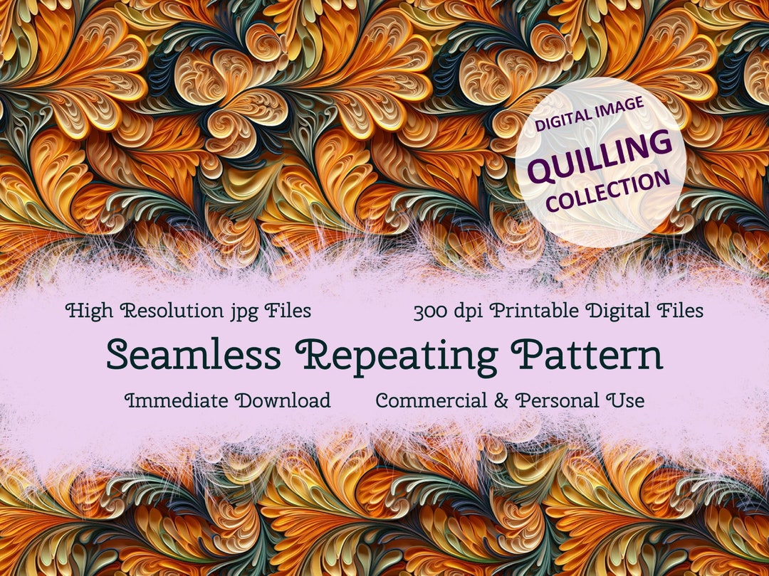 Quilling Seamless Repeating Pattern, Abstract Florals in Autumn Colors ...