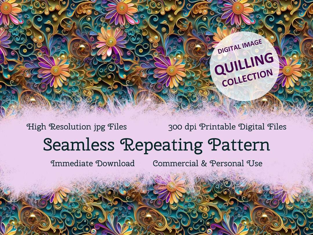 Quilling Seamless Repeating Pattern, Funky Flowers and Filigree 140, 3D ...