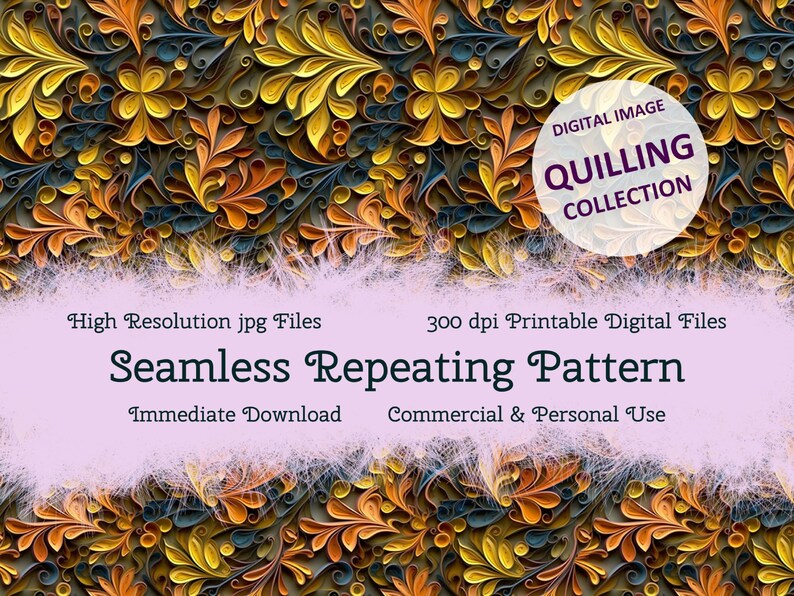 Quilling Seamless Repeating Pattern, Abstract Florals in Autumn Colors ...