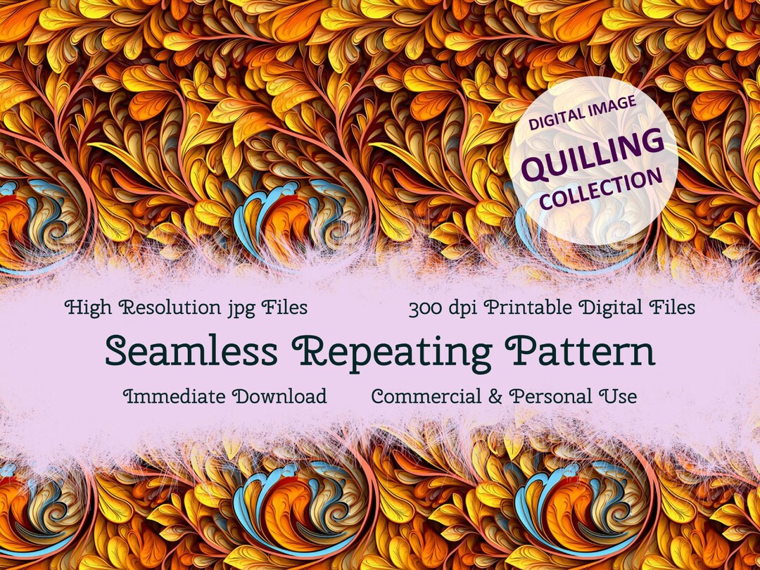 Quilling Seamless Repeating Pattern, Abstract Fractal Autumn Leaves 112 ...