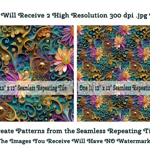 Quilling Seamless Repeating Pattern, Funky Flowers and Filigree 140, 3D ...