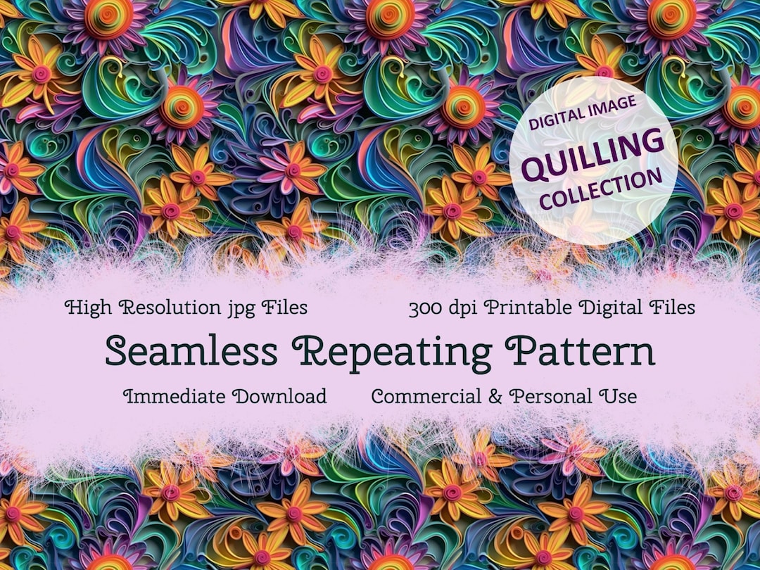 Quilling Seamless Repeating Pattern, Springtime Flowers in Rainbow ...