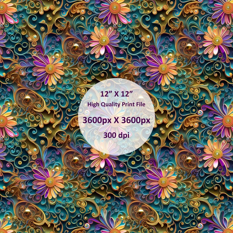Quilling Seamless Repeating Pattern, Funky Flowers and Filigree 140, 3D ...