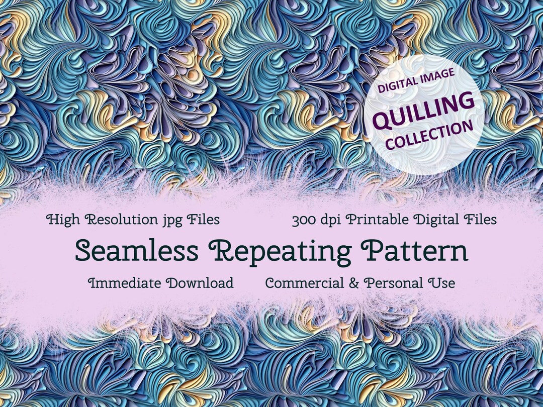 Quilling Seamless Repeating Pattern, Fractal Swirls in Winter Pastel ...