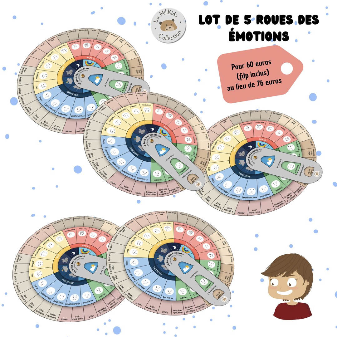 The Set of 5 Wheels of Emotions in French - Etsy UK