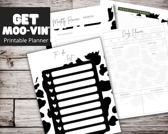 Cow Print Printable Planner Daily Weekly Monthly & To-do - Etsy