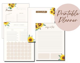 Sunflower Monthly Planner - Etsy