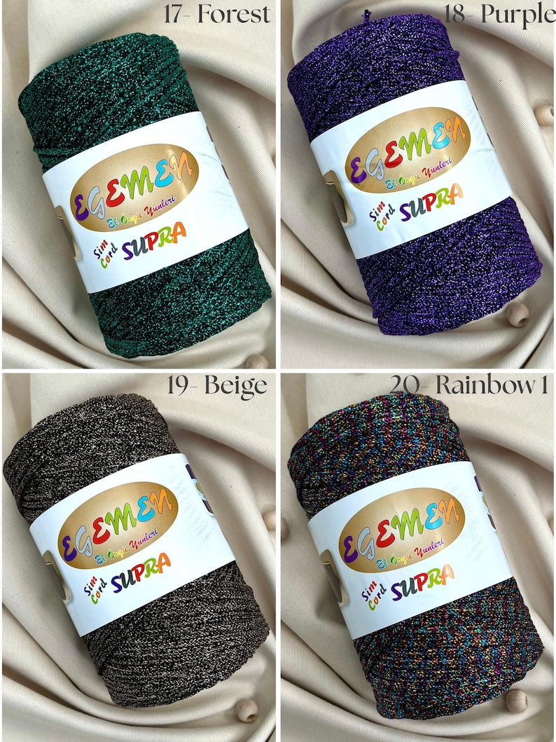 Sparkle Cotton Cord Yarn: Metallic Glitter Rope for Crochet, Macrame ...