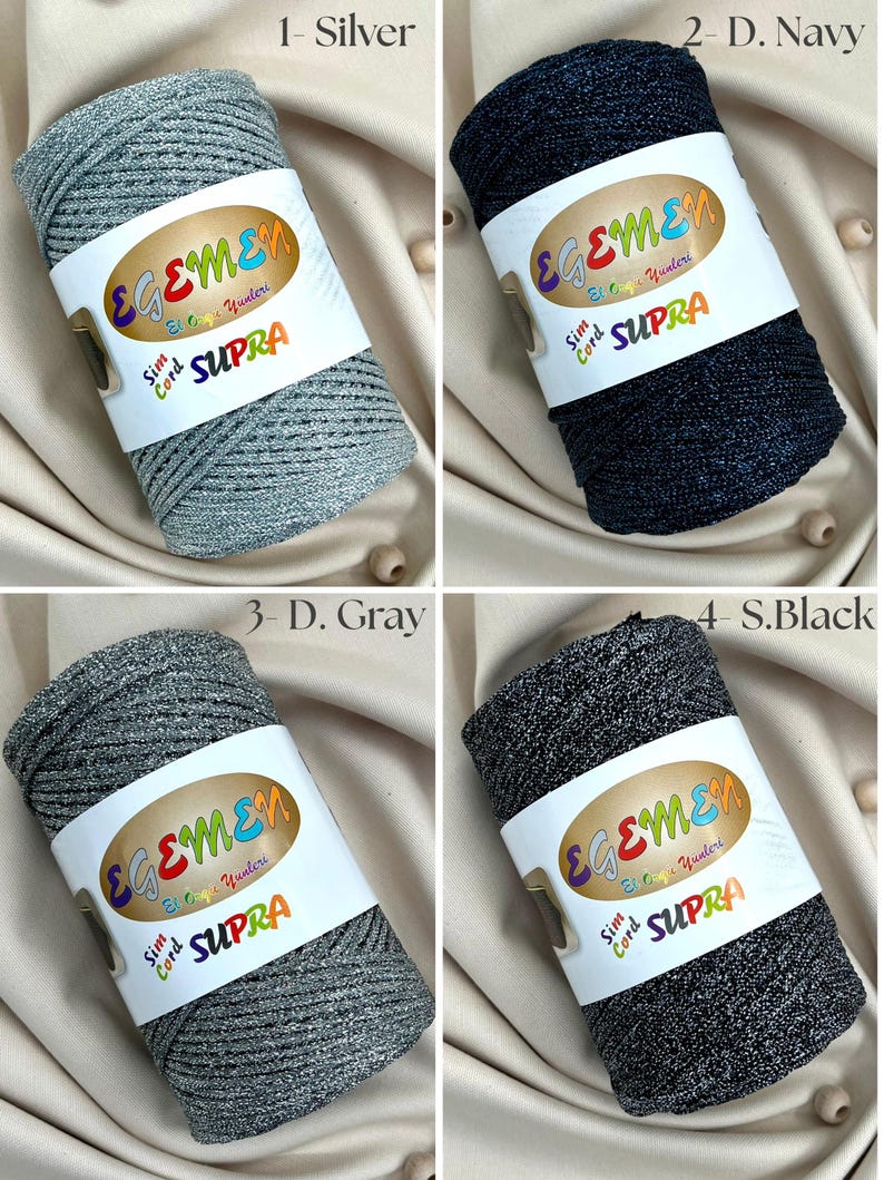 Sparkle Cotton Cord Yarn: Metallic Glitter Rope for Crochet, Macrame ...