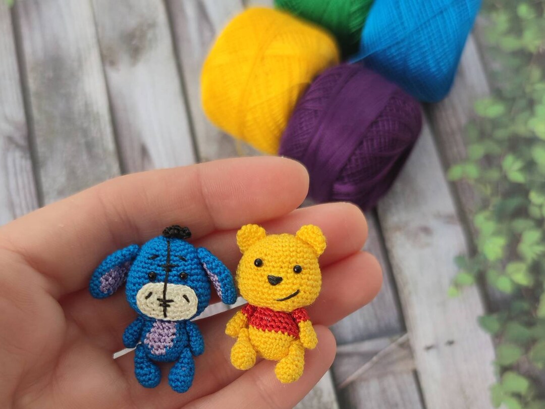Miniature Crochet Winnie the Pooh and Eeyore Figures, Handmade Doll - Etsy