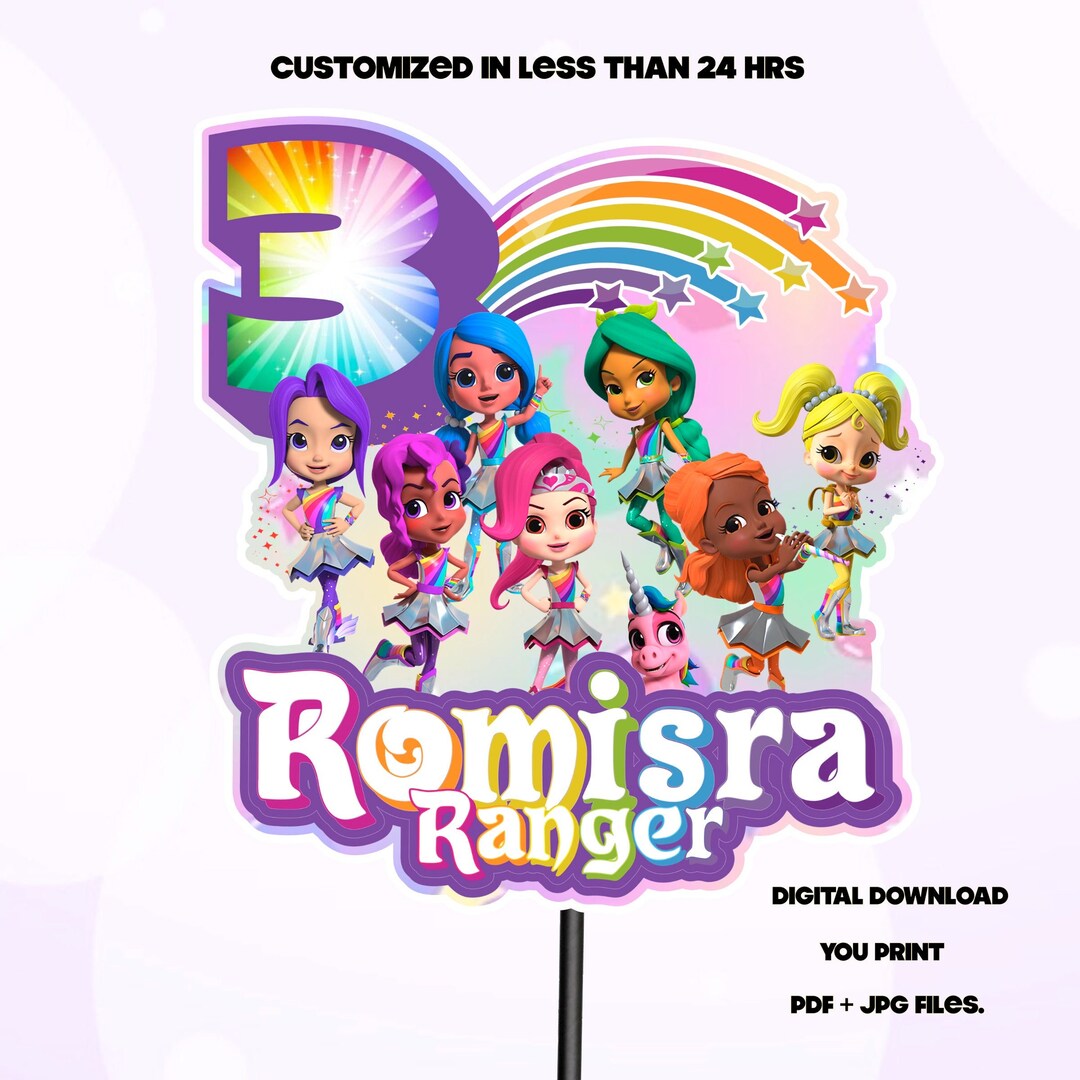 Rainbow Printable Cake Topper, Personalized Birthday Party Cake Topper ...