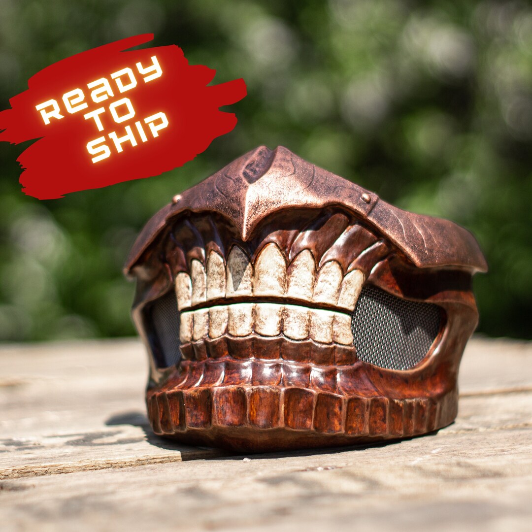 Kensei Japan Demon Mask wood Effect / Halloween Mask / - Etsy