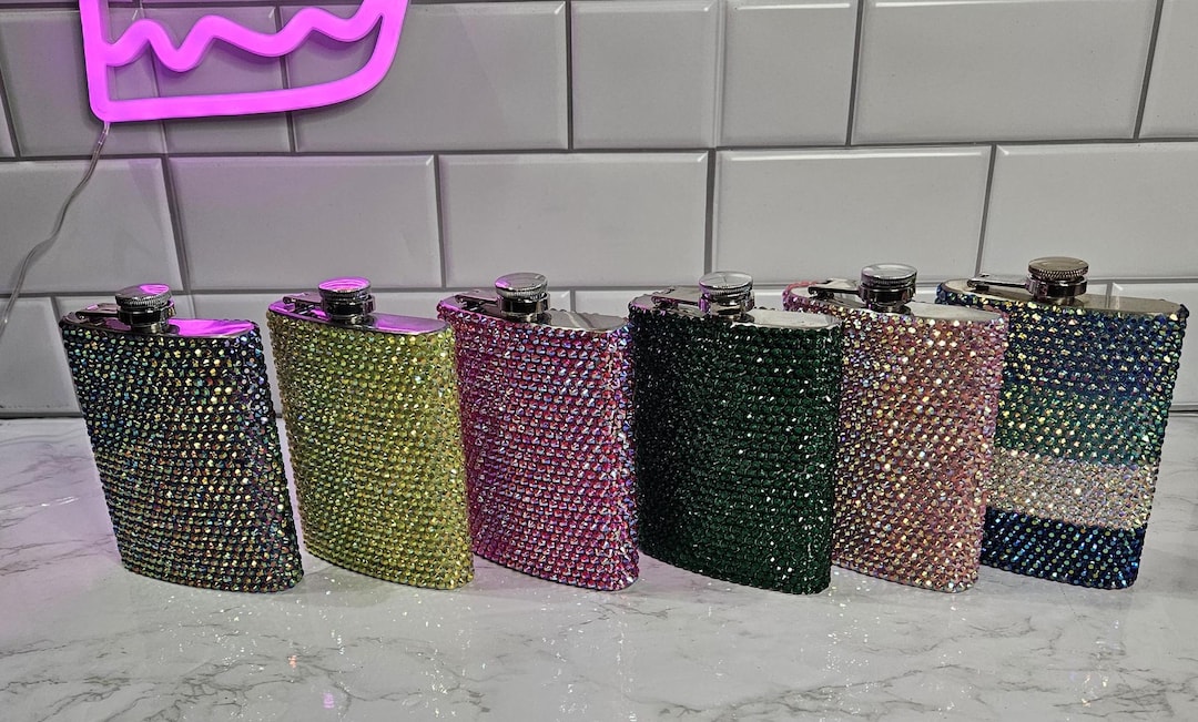 Rhinestone Stainless Steel Flask: Sparkly Party Gift - Etsy