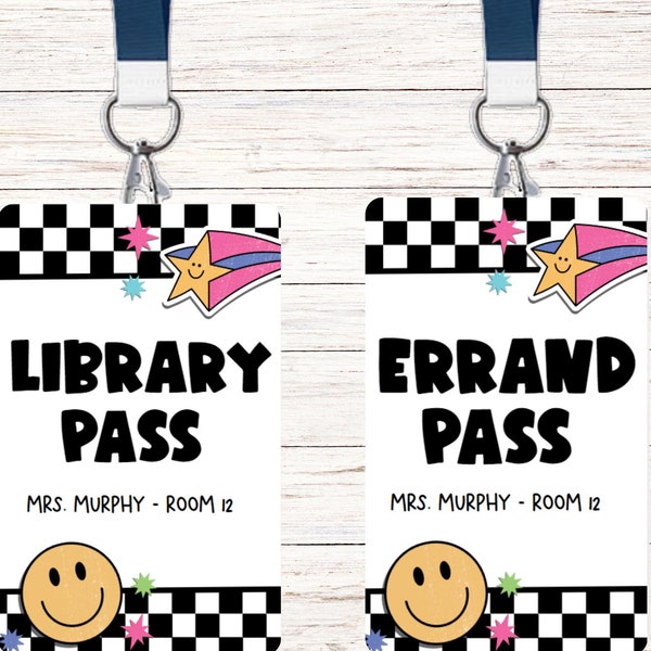Black Chevron Theme Classroom Hall Passes for Teachers, Double Sided ...